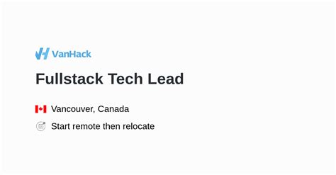 Fullstack Tech Lead Vanhack