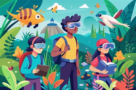 Premium Vector Exploring Ecosystems And Biodiversity With Vr Headsets