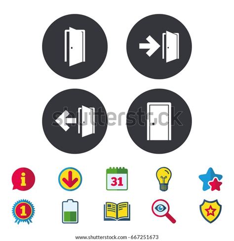 Doors Icons Emergency Exit Arrow Symbols Stock Vector Royalty Free Shutterstock