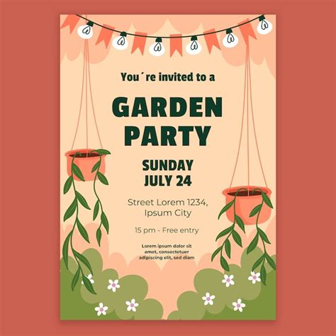 Free Vector Hand Drawn Garden Party Invitation