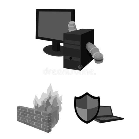 Hacker And Hacking Monochrome Icons In Set Collection For Design
