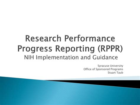 Research Performance Progress Reporting