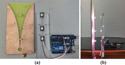 Experimental Photos A The Antenna Leds And Arduino B The