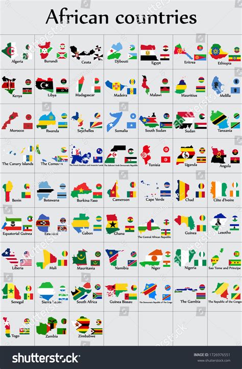 Set African Countries Flag Map Circle Stock Vector Royalty Free