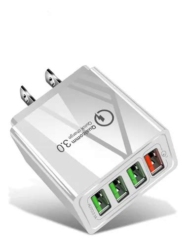 Cargador Carga Rapida Qc3 0 Turbo 4puerto Usb 5 12v 1hora Meses Sin
