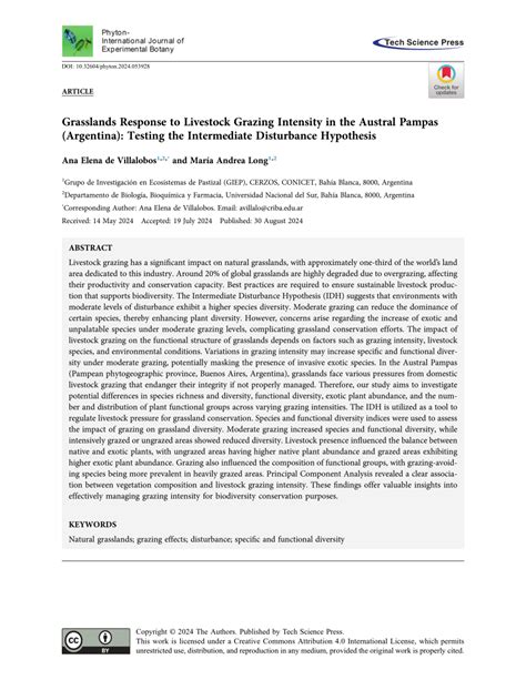 Pdf Grasslands Response To Livestock Grazing Intensity In The Austral