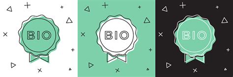 흰색과 녹색 검은 색 배경에 고립 된 바이오 그린 건강 식품 아이콘에 대한 배너 라벨 태그 로고를 설정합니다 유기농 제품 건강한