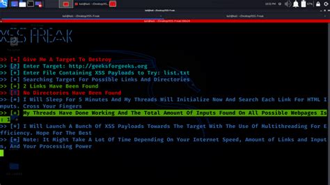 Xss Freak Xss Scanner Fully Written In Kali Linux Geeksforgeeks