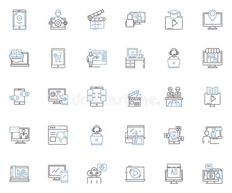 Marketing Firm Line Icons Collection Strategy Branding Advertising Digital Analytics