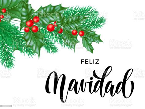 Feliz Navidad 스페인어 메리 크리스마스 휴일 손 인사말 카드 배경 디자인 서식 파일에 대 한 서 예 텍스트를 그립니다