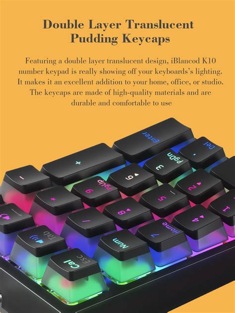 Mechanical Numeric Keypad Hot Swap Yellow Switch Wired Gaming Keypad RGB Backlit Pudding Keycap