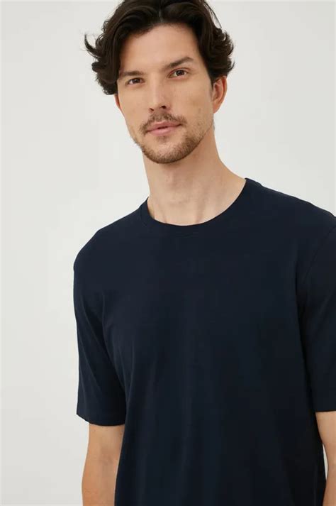 Sisley T Shirt Bawełniany Kolor Granatowy Gładki