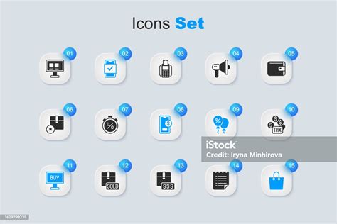 위시리스트 템플릿 스톱워치 퍼센트 할인 모바일 쇼핑 구매 버튼 종이 봉지 세금 납부 온라인 화면 및 달러 아이콘을 설정합니다 벡터 0명에 대한 스톡 벡터 아트 및 기타