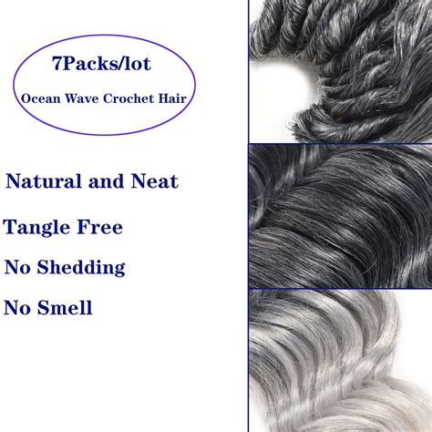 Ocean Wave Crochet Hair Pre Looped 9 Inch Grey Ombre
