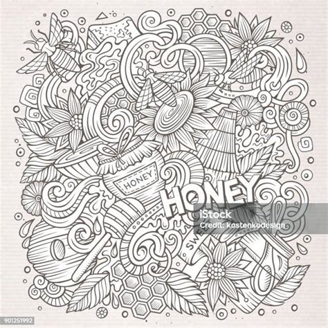 Kartun Lucu Doodles Ilustrasi Madu Ilustrasi Stok Unduh Gambar