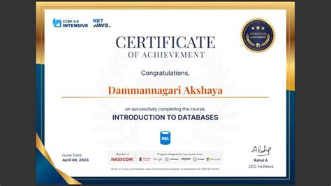 Dammannagari Akshaya On Linkedin Ccbp Nextwave Database Fullstack