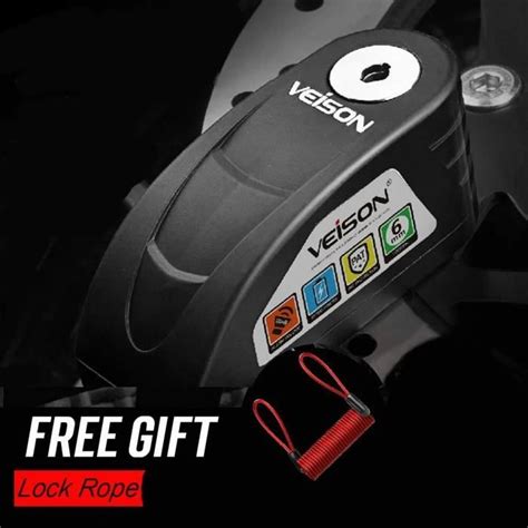 Serrure noire VEagressions Serrure d Alarme de Moto Steelmate Verrouillage de Disque Étanche