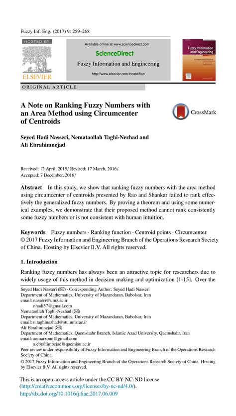 solution a note on ranking fuzzy numbers with an area method using