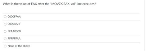 Solved What Is The Value Of Eax After Each Of The Lines Of