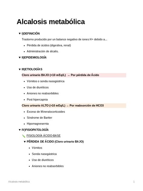 Alcalosis Metabolica Pdf Enfermedades Y Trastornos Humanos Causas