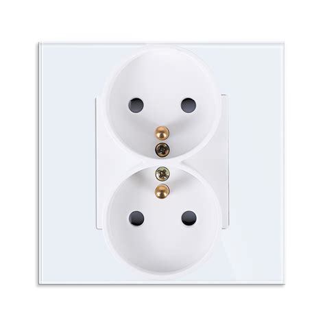 Bingoelec 16a Double Crystal Glass Wall Socket Home Schuko Sockets