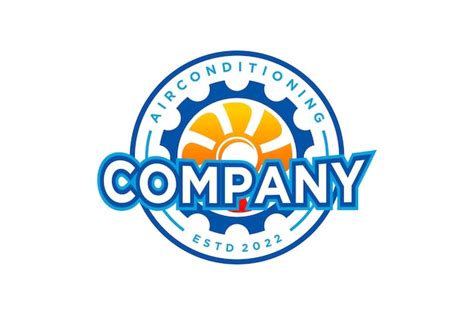 에어컨 냉각 및 난방 하우스 로고 디자인 송풍기 팬 아이콘 기호 장부 기어 산업 Symb 프리미엄 벡터