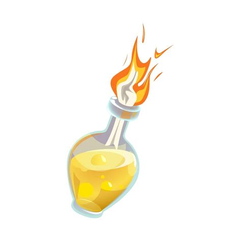 Premium Vector Molotov Cocktail In Cartoon Style Burning Bottle