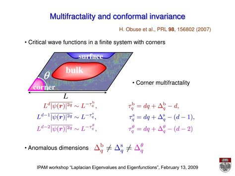 Ppt Anderson Transitions Critical Wave Functions And Conformal Invariance Powerpoint
