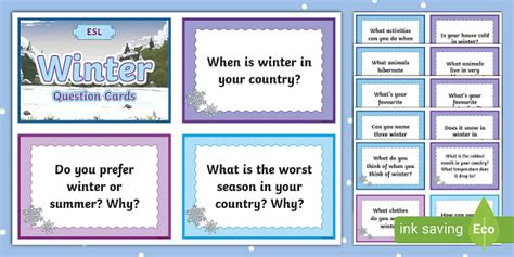 Winter Esl Questions Cards Esl Twinkl Twinkl