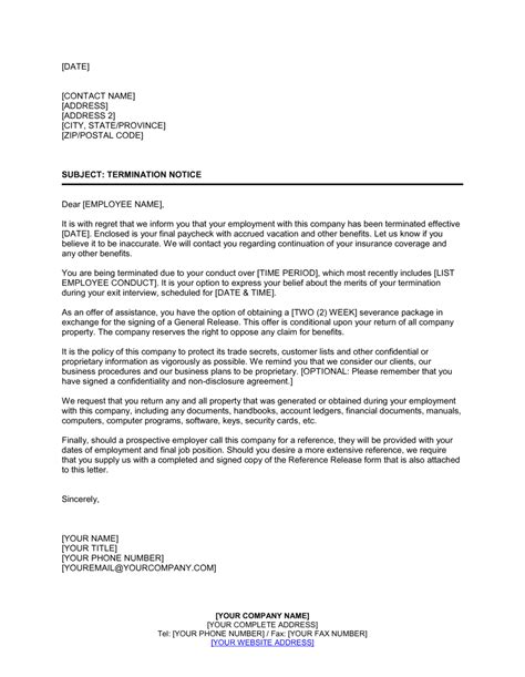 Notice Of Termination Template