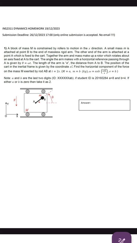 Solved Ins2311 Dynamics Homework 19 12 2023 Submission