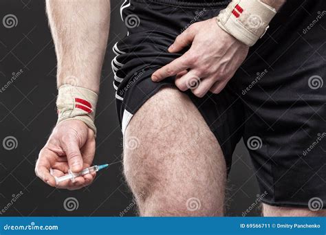 Closeup Of A Man Injecting Himself With Steroids Stock Image Image