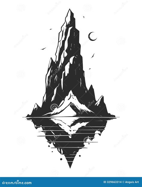 AI Generative Black And White Mountain Landscape Stock Vector