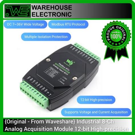 Jual Modbus Rtu Rs485 8 Ch Analog Input 8ai Isolated Current 0 20ma 4 20ma Original Waveshare