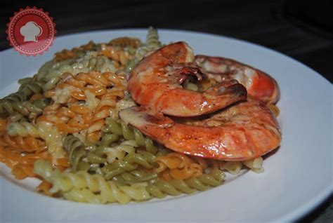 Pâtes aux gambas et crème à l ail
