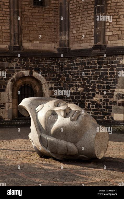 Granite Head Stone Sculpture Florentius And Cassius In Front Of Bonn
