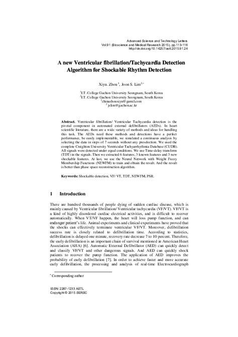 Pdf A New Ventricular Fibrillationtachycardia Detection Algorithm