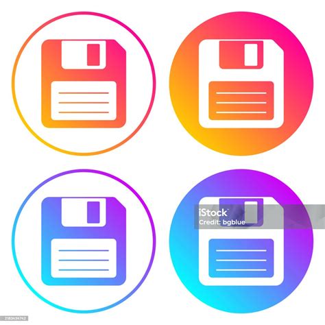 Floppy Disk Round Icons With Color Gradients Stock Illustration Download Image Now 1990 1999