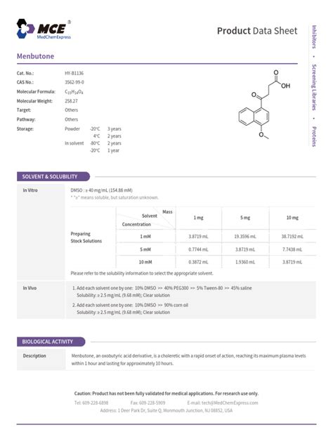 Menbutone Datasheet Medchemexpress Pdf