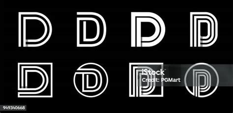짜 맞춘 글자 로고 엠 블 럼 이니셜 대문자 D 현대 설정합니다 화이트의 그림자와 겹치는 줄무늬 알파벳 D에 대한 스톡 벡터 아트 및 기타 이미지 Istock