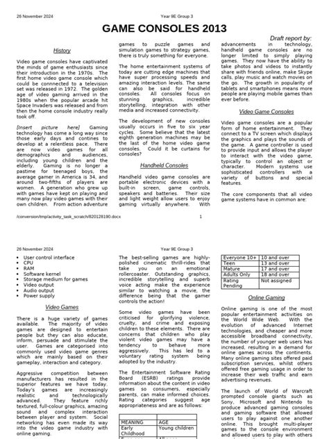 Ict Hw 1 Pdf Video Games Video Game Consoles