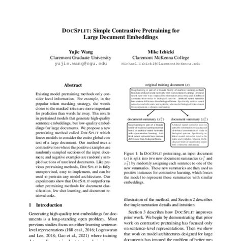 DocSplit Simple Contrastive Pretraining For Large Document Embeddings ACL Anthology