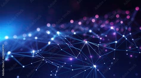 Abstract Connected Dots And Lines Concept Digital Data Flow Motion Communication And Technology