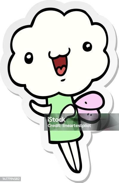 Stiker Makhluk Kepala Awan Kartun Yang Lucu Ilustrasi Stok Unduh Gambar Sekarang Anggota
