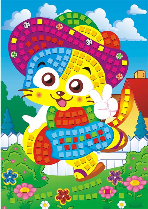 马赛克贴画闪亮钻石贴画3D立体粘贴画幼儿园中小班diy手工贴画 阿里巴巴