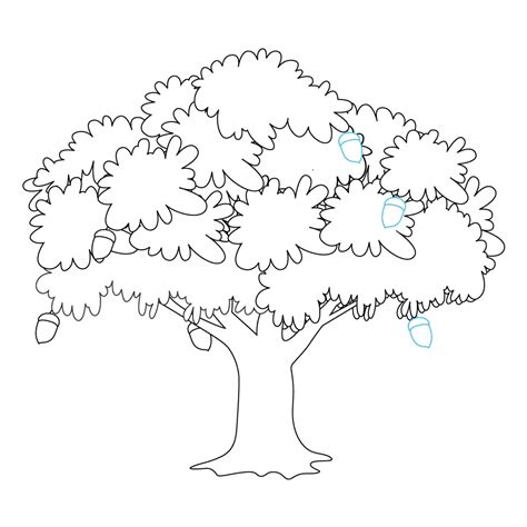 How To Draw An Oak Tree Step By Step