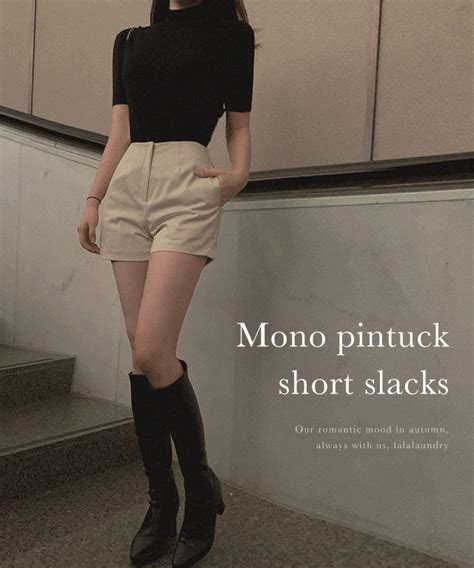 [🍁얼리어텀5 할인] 모노 허리잘록 하이웨스트 핀턱 3부 숏 슬랙스 반바지 팬츠 에이블리