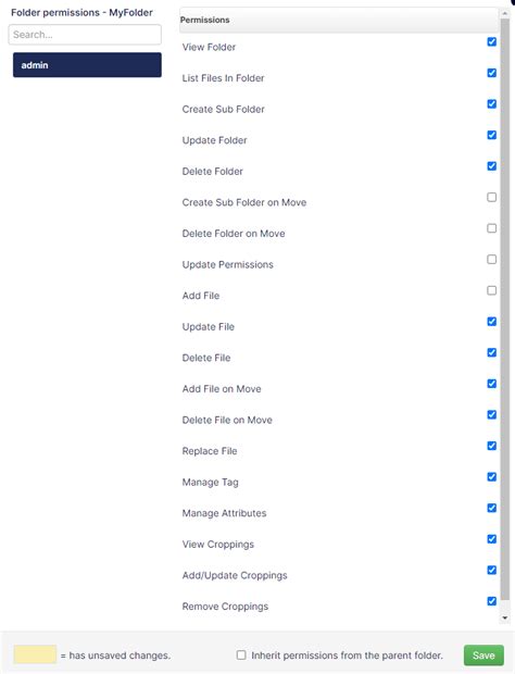setting folder permissions documentation