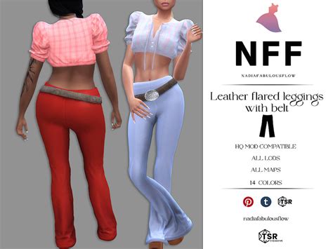 The Sims Resource Leather Flared Leggings With Belt