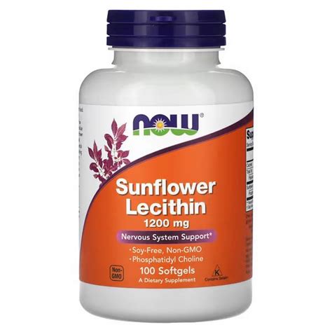 Now Foods Sunflower Lecithin 1 200 Mg 100 Softgels Now Foods